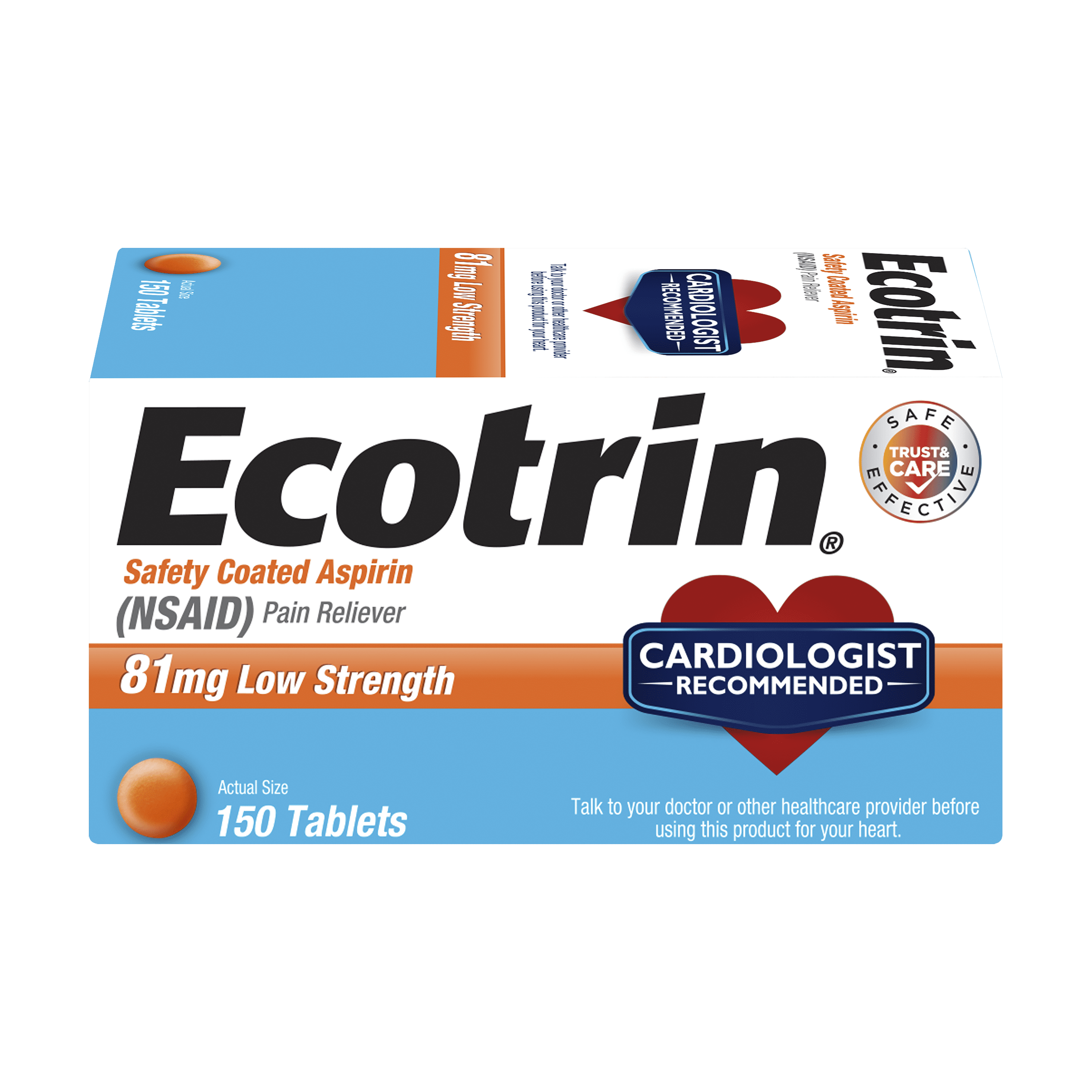 Ecotrin 81 mg Safety Coated Enteric Aspirin Low Strength Tablets 150 ea ...