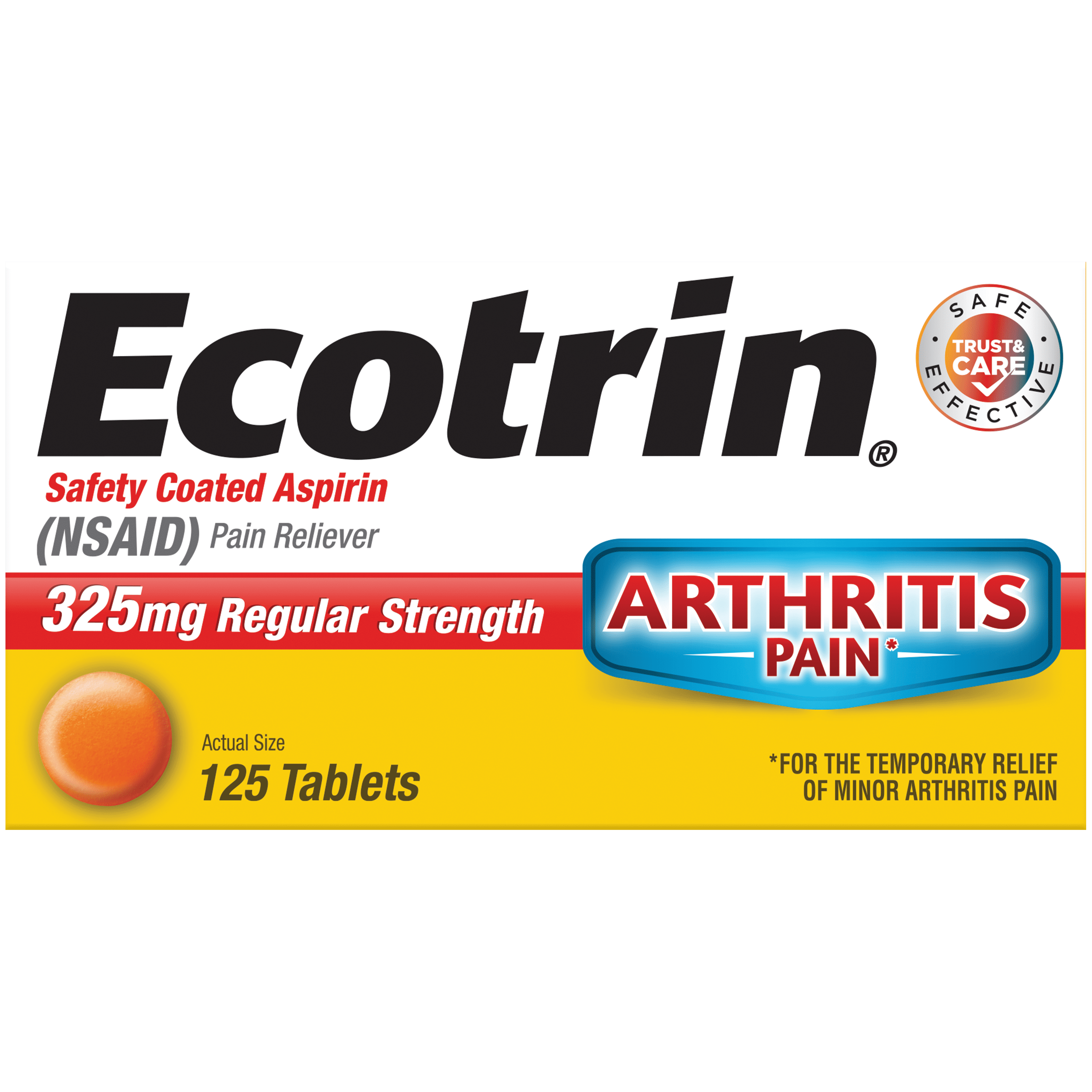 Ecotrin Regular Strength 325 mg Pain Reliever Tablets, 125 Count HSA ...