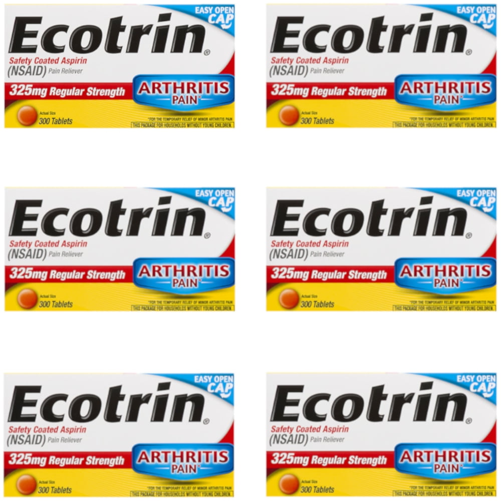 Ecotrin Regular Strength Safety Coated Aspirin Tablets, 325 Mg, 300 ...
