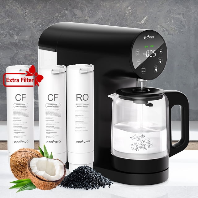 Ecoviva ER200 Countertop RO Water Filter with Extra CF Filter, No ...