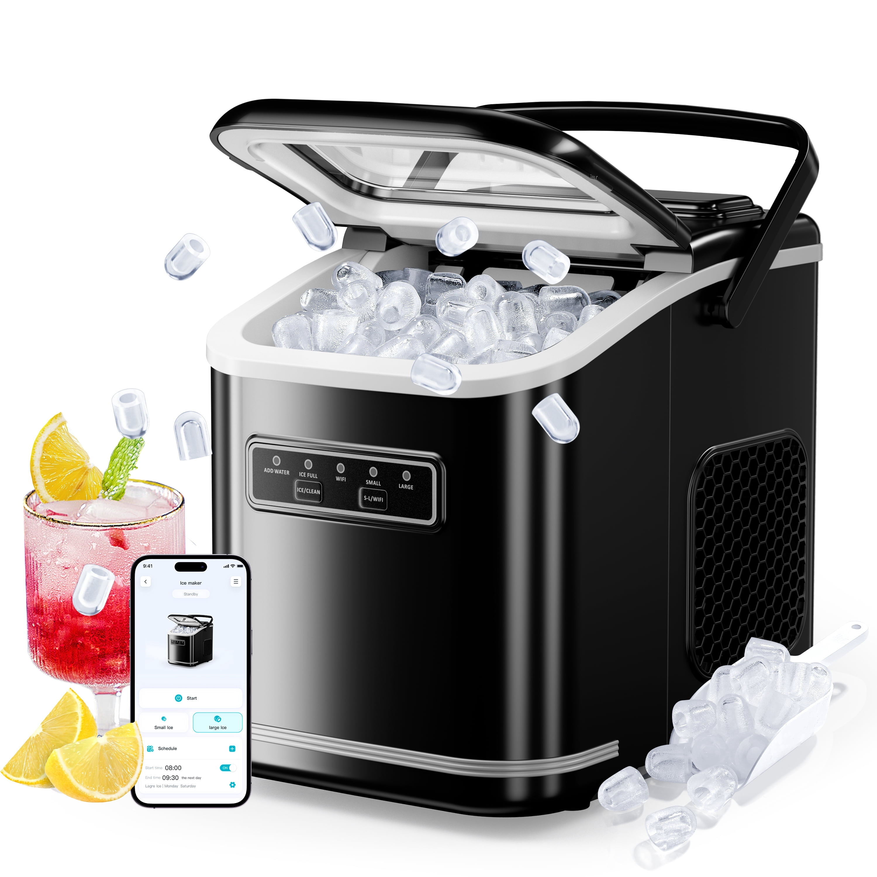 Ecozy Chillio Smart Ice Maker, Portable Ice Makers Countertop with App ...