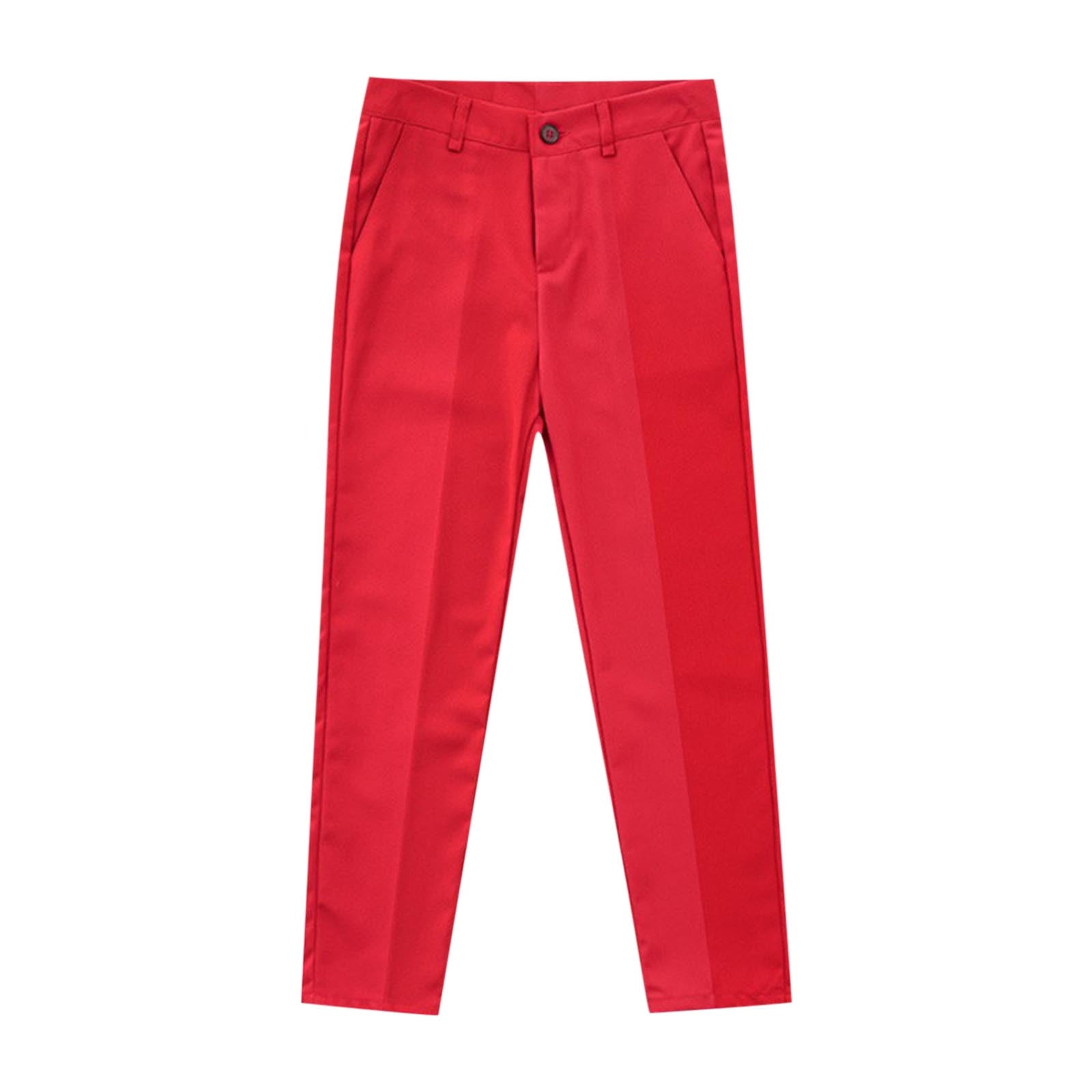 Ecqkame Boys Girls Suit Pants Solid Color Straight Leg Loose Daily Trousers Lightweight Student ...