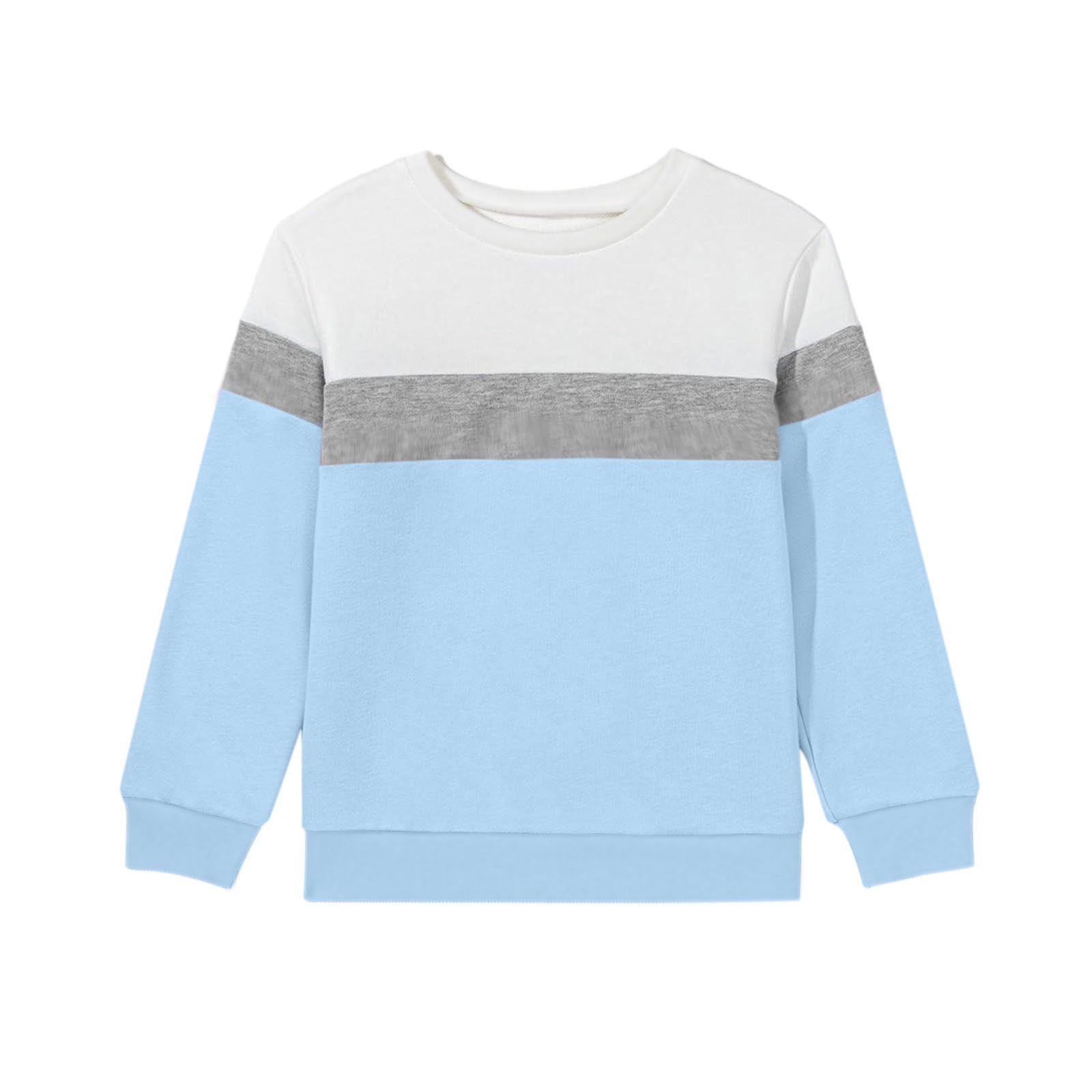 Ecqkame Girls Color Block Sweatshirts Lightweight Crew Neck Long Sleeve ...