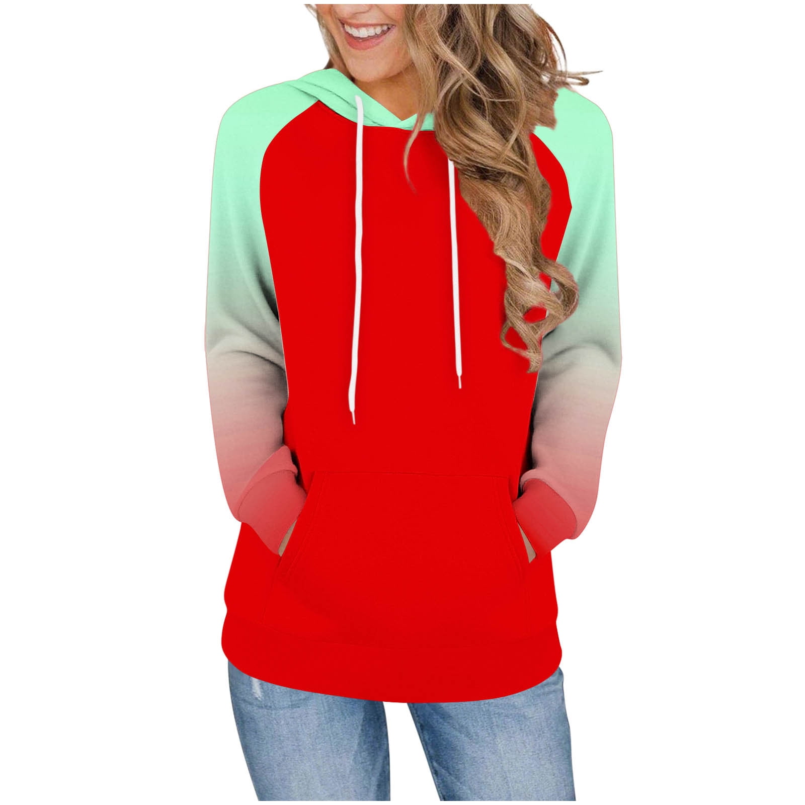 Ecqkame Hoodies For Women Lightweight Long Sleeve Hooded Sweatshirt ...