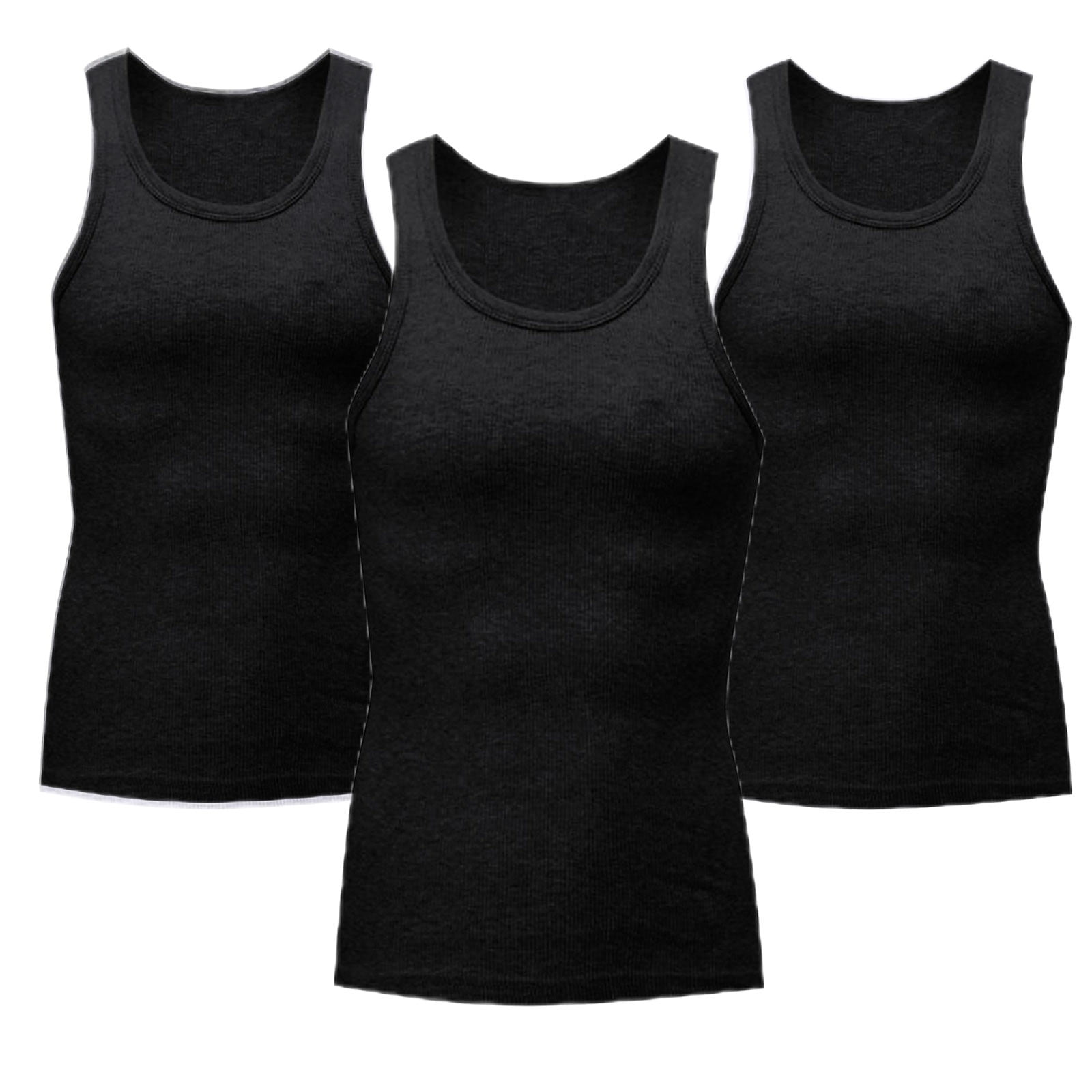 Ecqkame Men's 3Pc Solid Color Tank Tops Racerback Close-Fitting High ...
