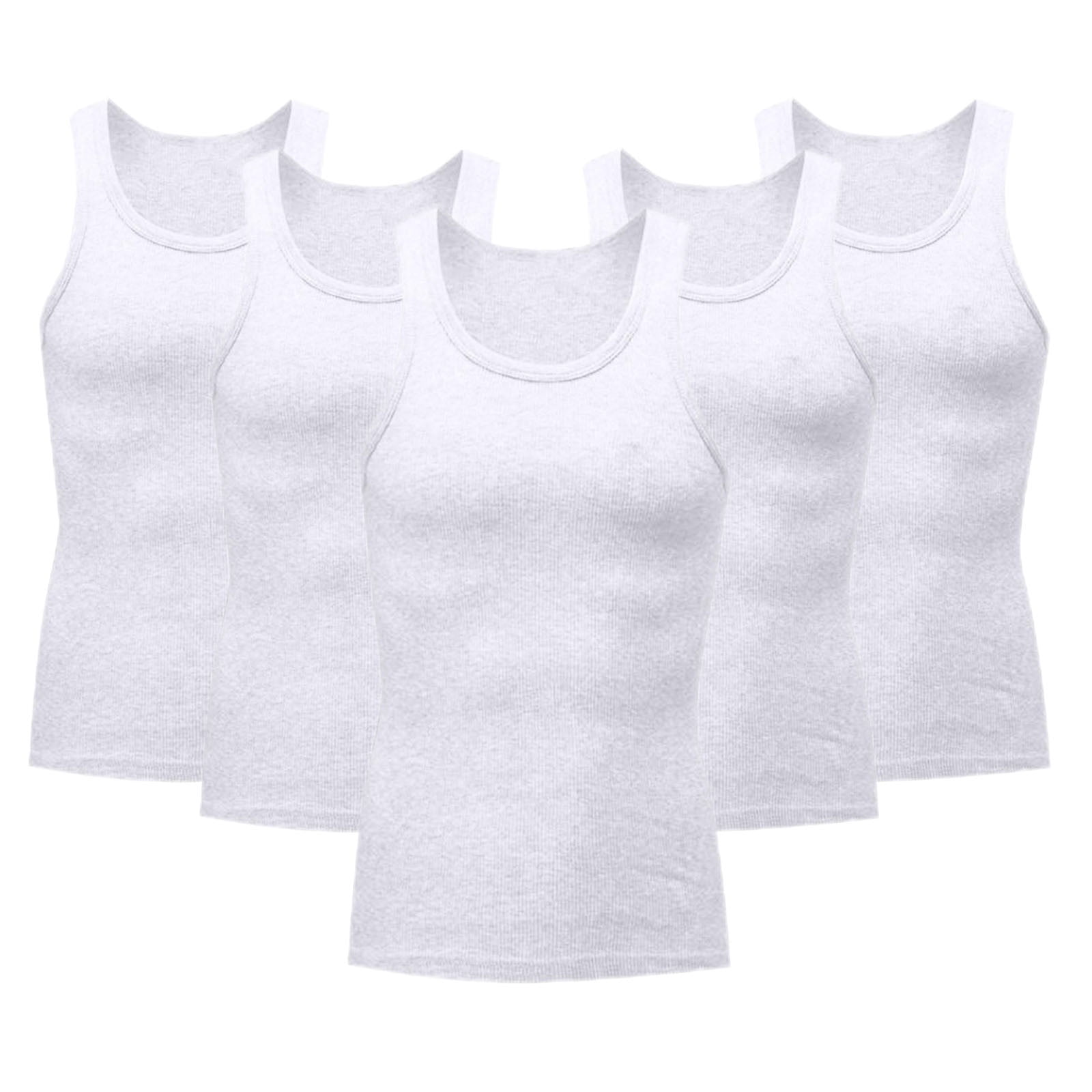 Ecqkame Men's 5Pc Solid Color Tank Tops Racerback Close-Fitting High ...
