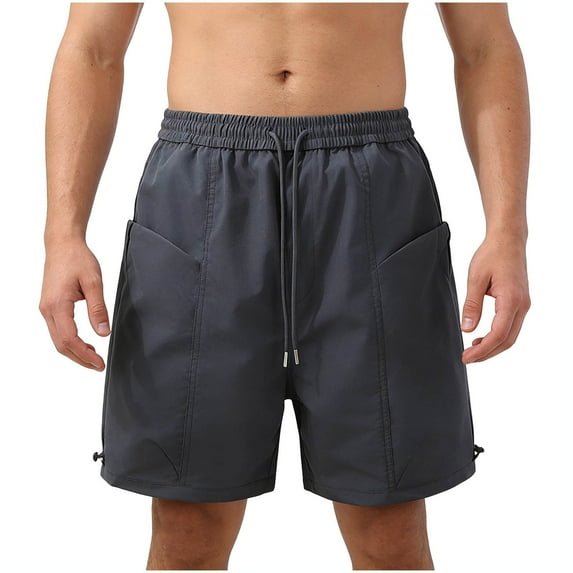 Ecqkame Men's Gym Cargo Shorts Solid Color Casual Loose Outdoor Shorts ...