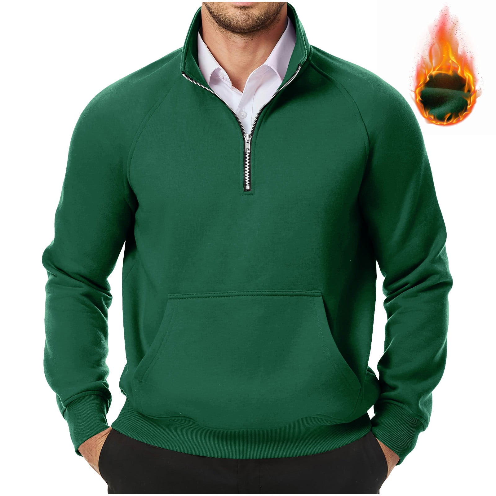 Ecqkame Men's Outdoor Sweatshirt with Pockets Lightweight Turtleneck ...