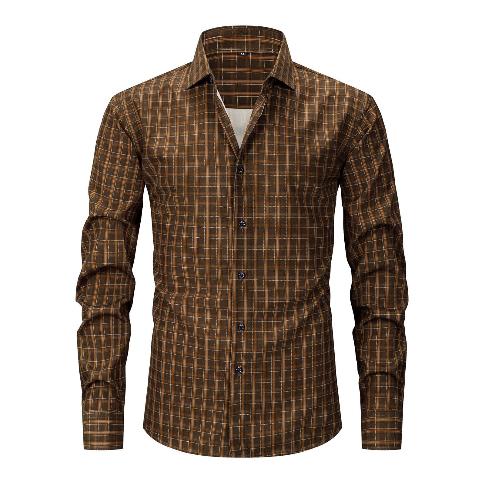 Ecqkame Men's Plaid Shirts Button Down Long Sleeve Turndown Collar ...