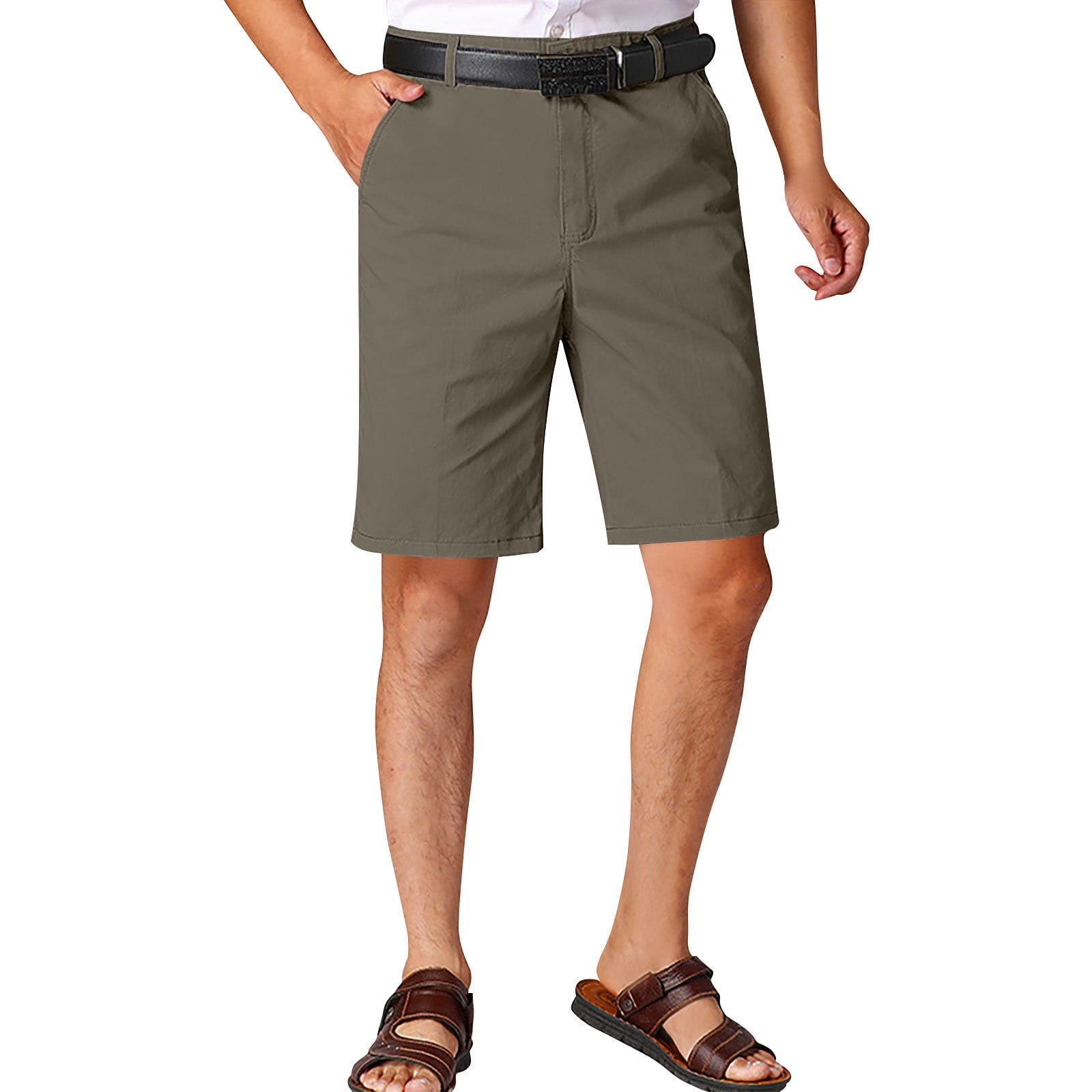 Ecqkame Men's Summer Casual Fashion Work Shorts Solid Color Lightweight ...