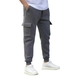 Ecqkame Mens Cargo Sweatpants Solid Color Elastic Waist Outdoor Pants ...