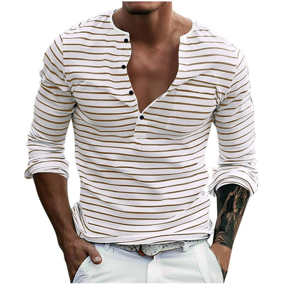 Ecqkame Mens Casual Shirts Solid Color Long Sleeve Lightweight T-Shirt ...
