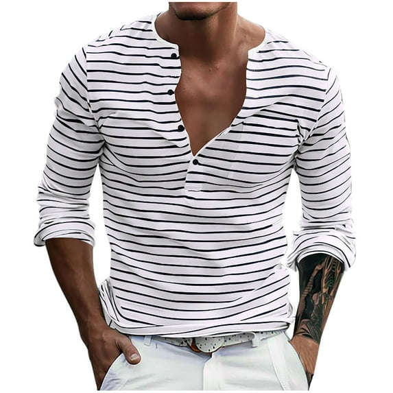 Ecqkame Mens Casual Shirts Solid Color Long Sleeve Lightweight T-Shirt ...