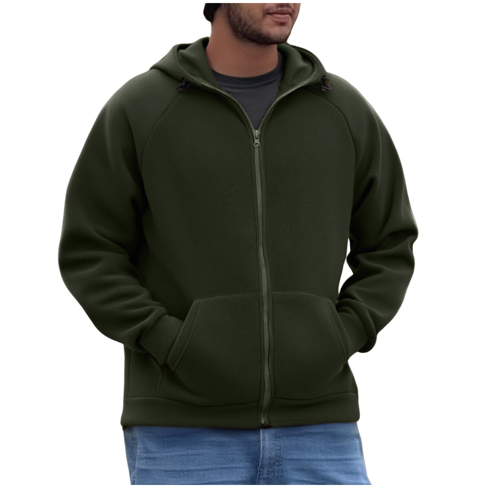 Ecqkame Mens Zip Up Hoodies Long Sleeve Fall Oversized Casual ...
