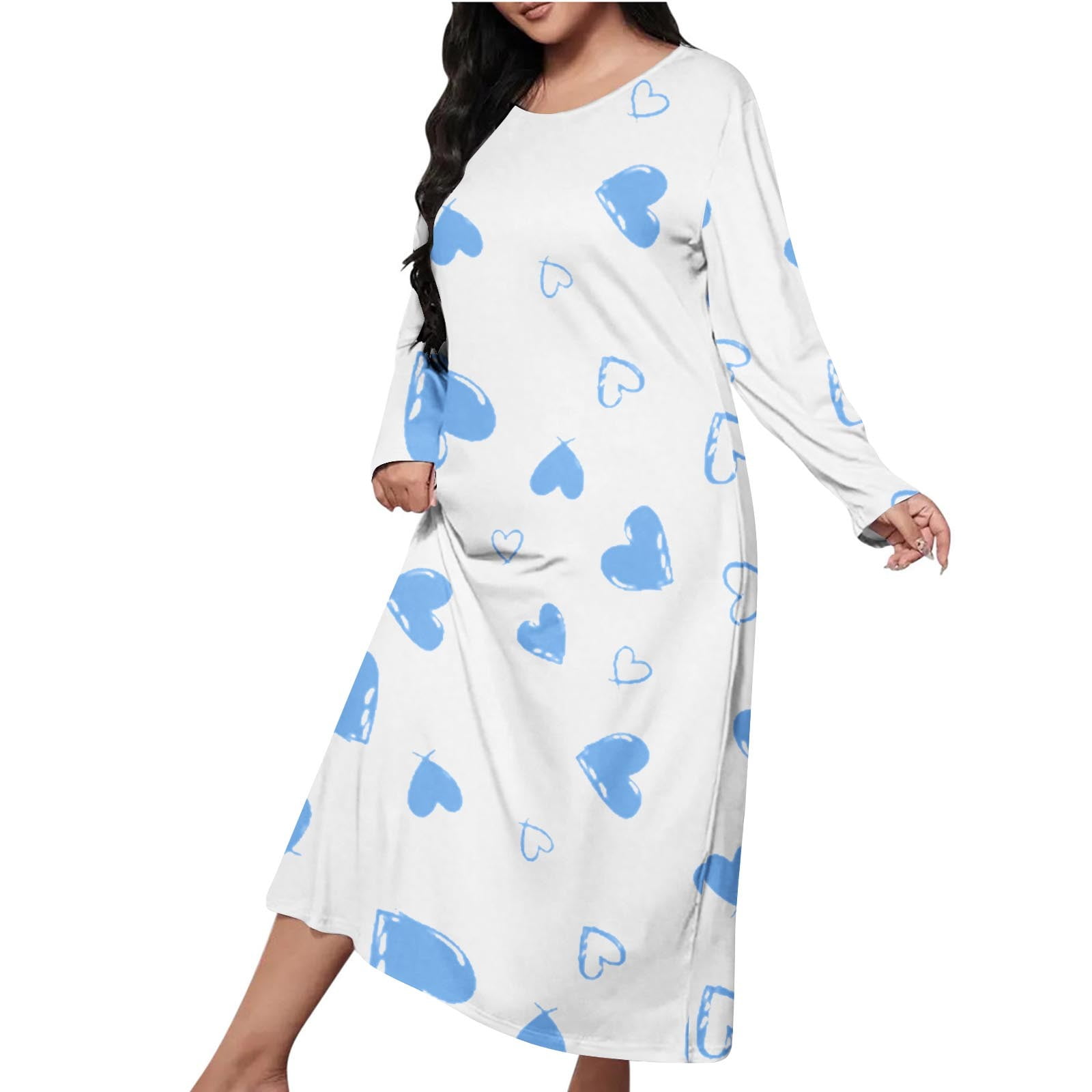 Ecqkame Plus Size Pajamas Set For Women Casual Loose Crew Neck Long ...