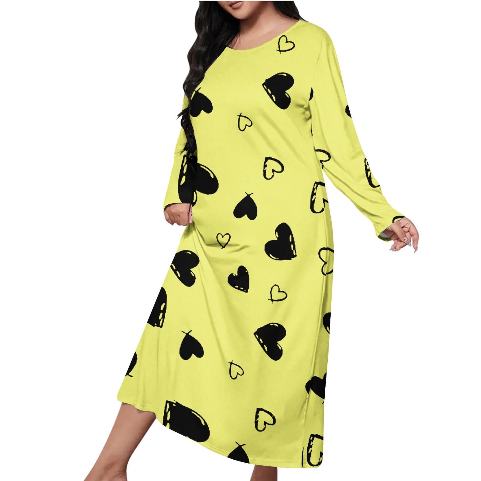 Ecqkame Plus Size Pajamas Set For Women Casual Loose Crew Neck Long ...