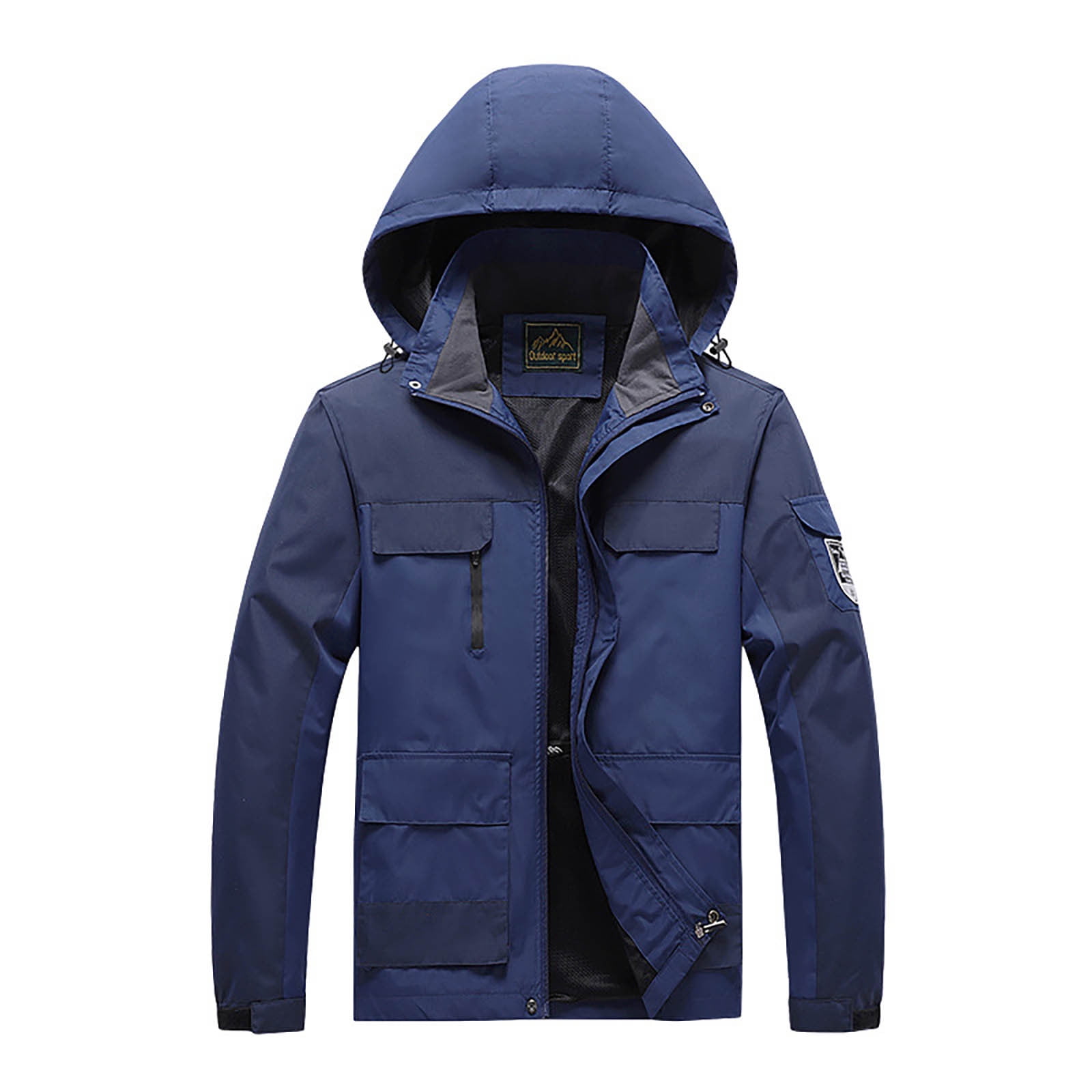 Ecqkame Rain Jacket Men Spring Outdoor Coat Hooded Long Sleeve ...