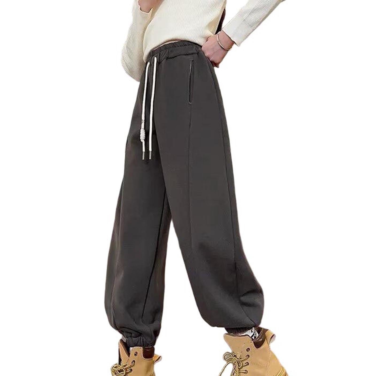 Ecqkame Teens Girls Wide Leg Sweatpants High Waisted Baggy Joggers ...