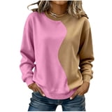 Ecqkame Women's Color Block Shirts Crewneck Long Sleeve Tunics Tops ...