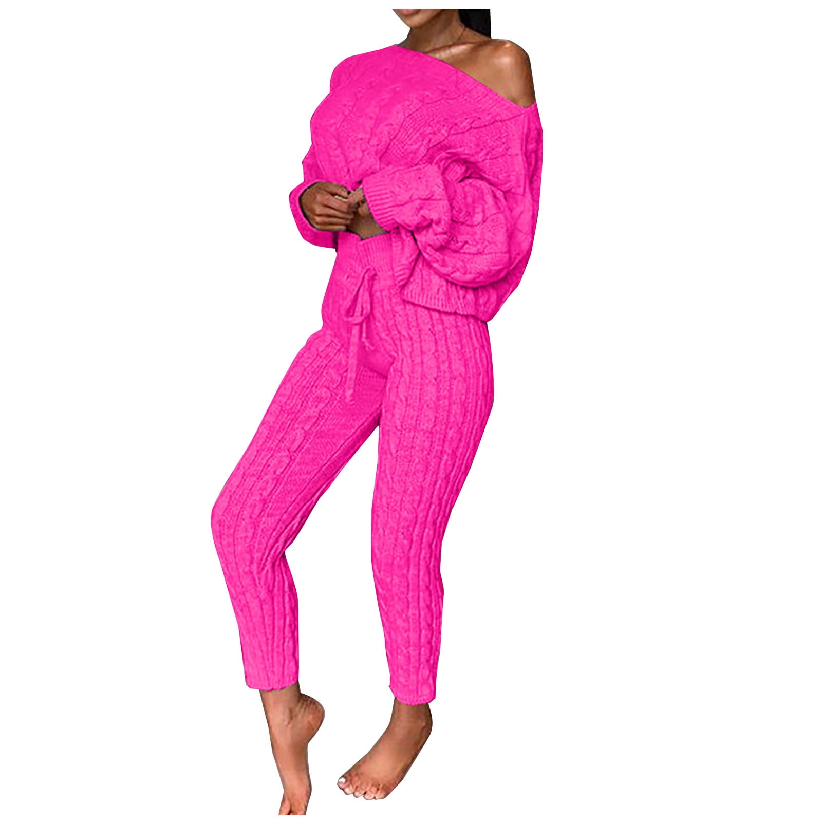 Ecqkame Womens 2 Piece Sweater Sets Fall/Winter Long Sleeve Pullover ...