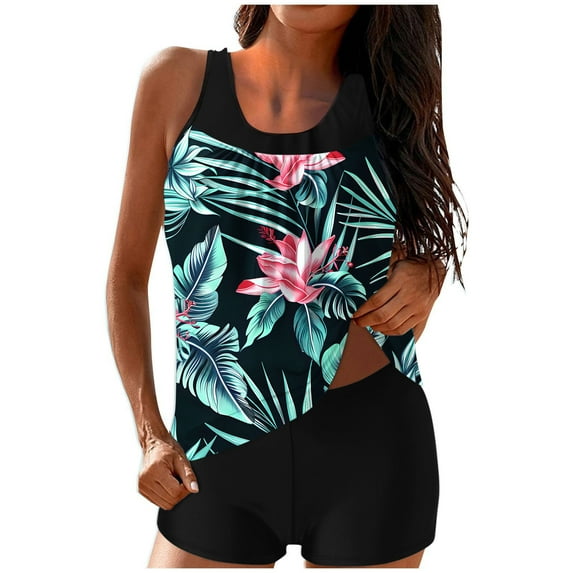 Ecqkame Womens Tankini Sets Two Piece Tummy Control Fashion Swimsuits ...