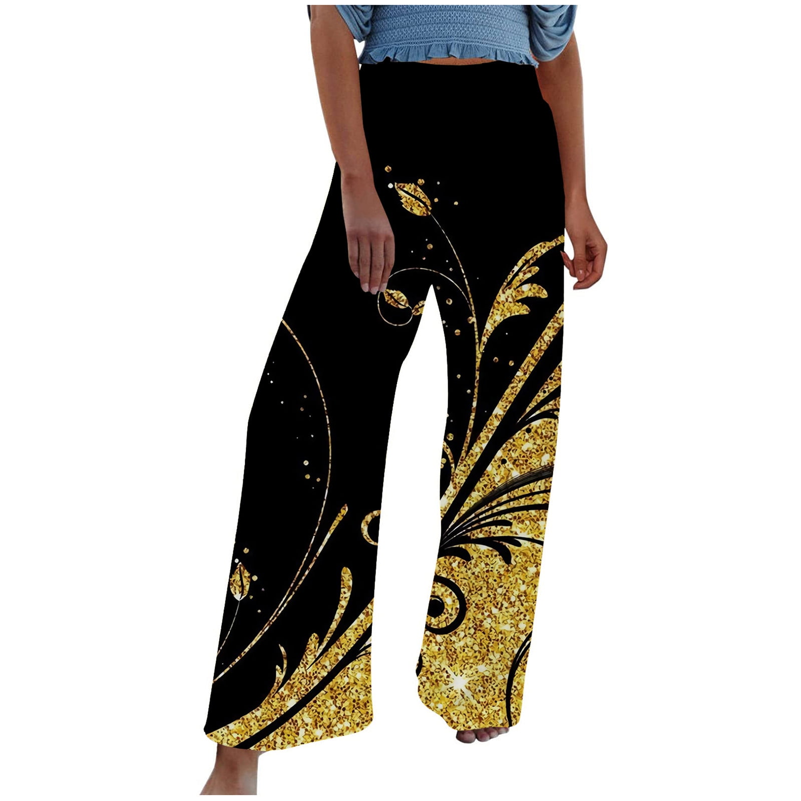 Ecqkame Womens Wide Leg Yoga Pants Clearance Women'sComfortable Printed ...