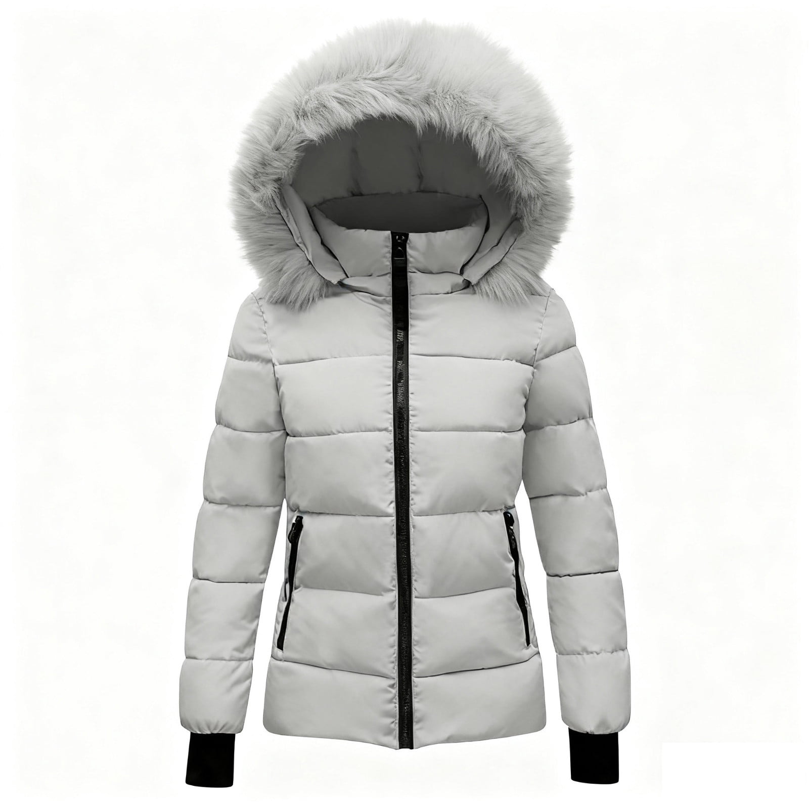 Ecqkame Girls Winter Down Jackets Cute Solid Color Warm Hooded Puffer ...