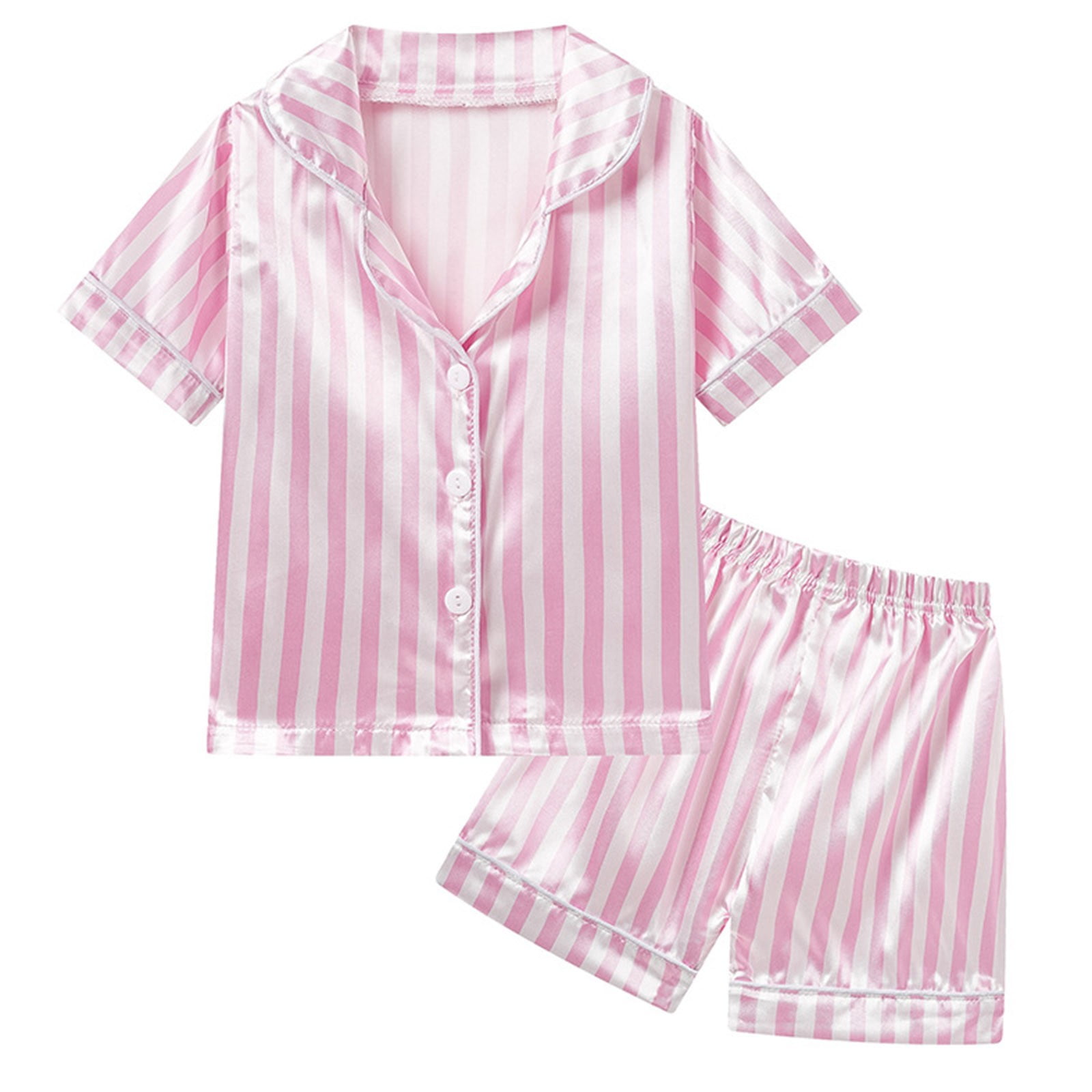 Ecqkame stripe summer Pajamas for Children Kids Two Piece Short Sleeve ...