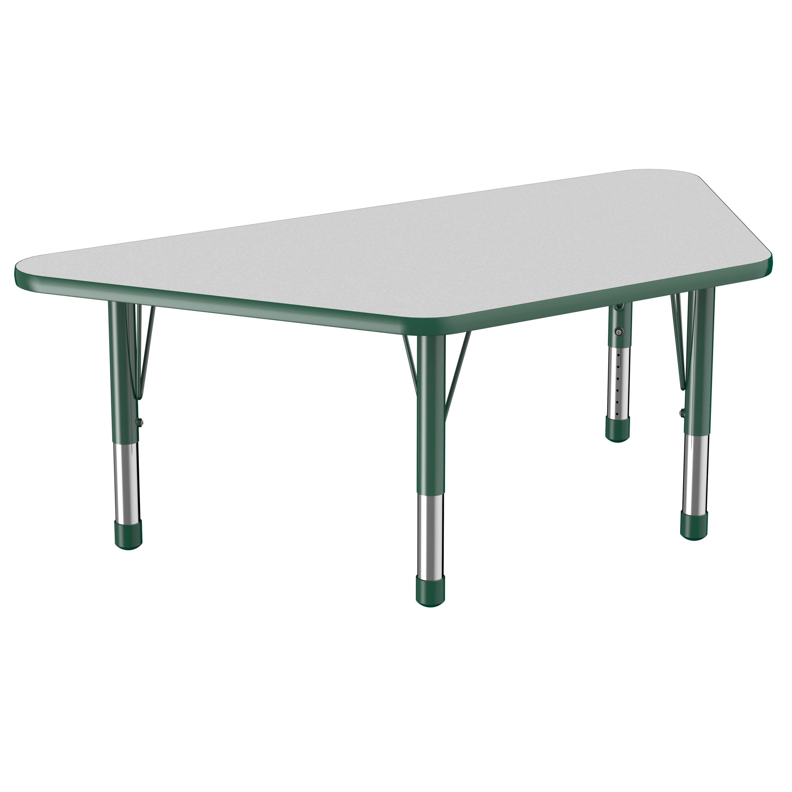 ECR4Kids 30" x 60 Trapezoid Activity Table, Chunky Legs (Grey Top/Green ...