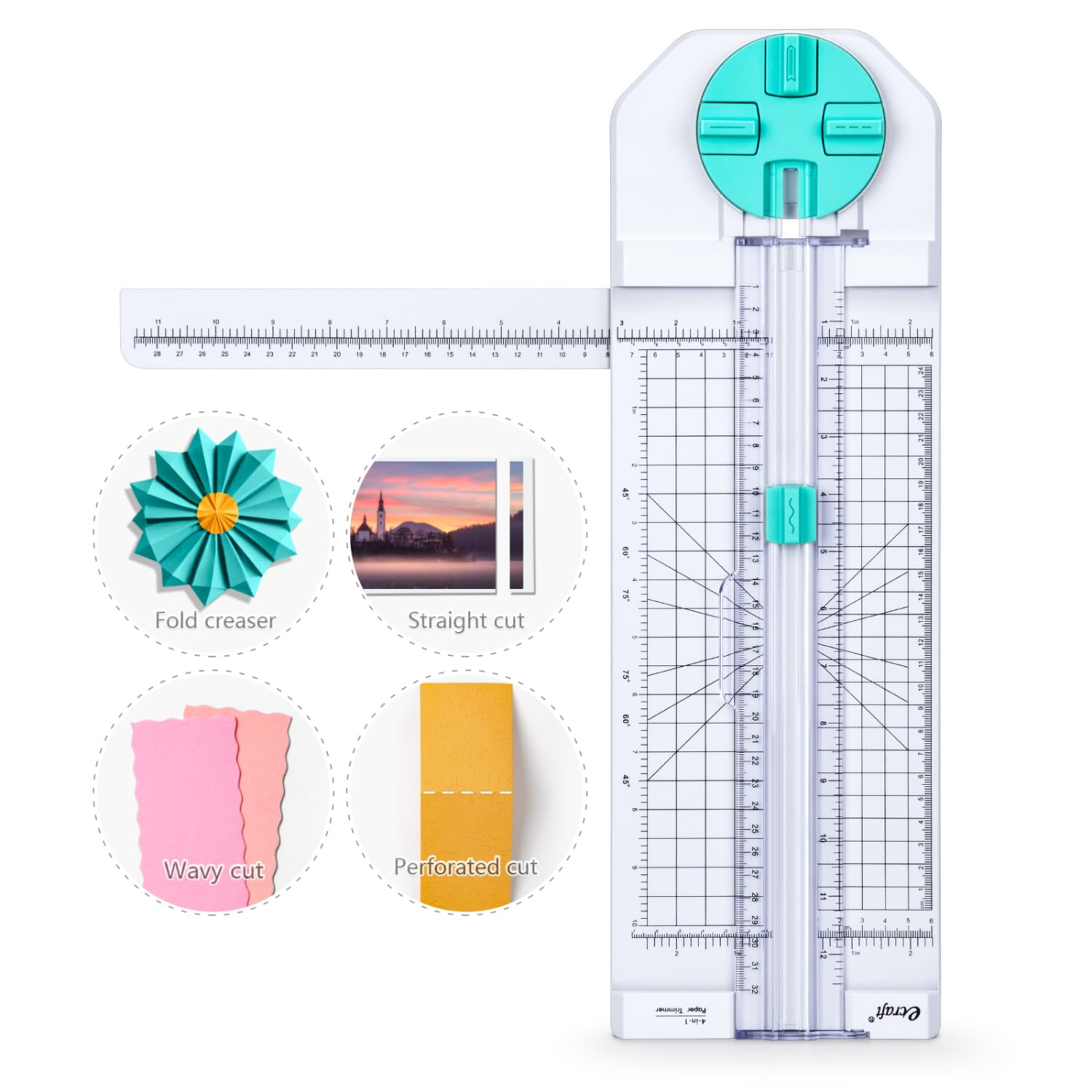 Ecraft 4-in-1 Paper Trimmer: MMF7 12" Craft Paper Cutter Wavy, Dotted ...