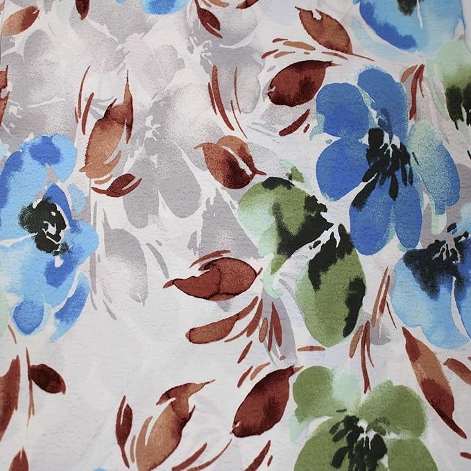 Ecru Blue 58" Wide Printed 100% Polyester Moroccan Fabric-120GSM ...