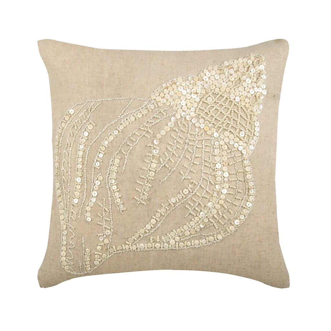 Ecru Pillow Shams, Shell Ocean Beach Theme Pillow Shams, 24x24 inch ...