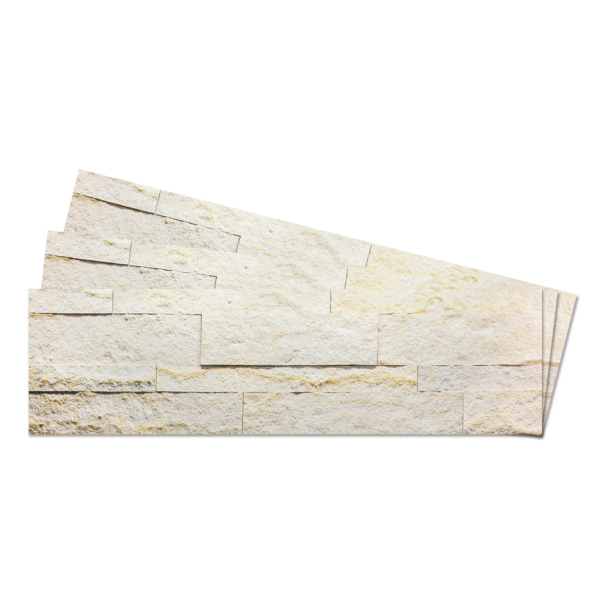 Ecru White - Self-Adhesive 3D Peel & Stick Stacked Natural Stone Tiles ...