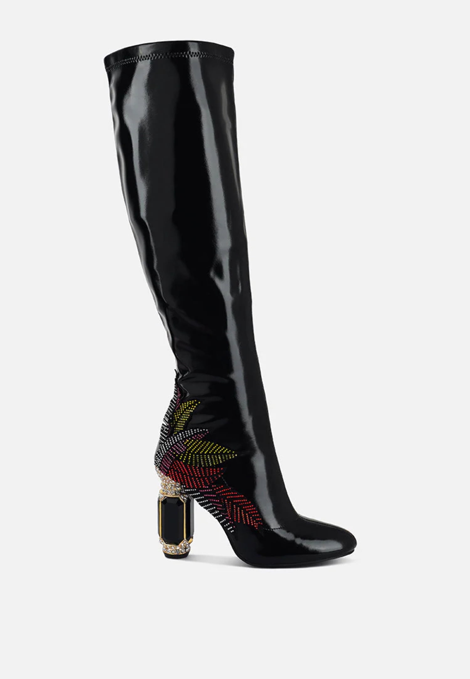 Ecstasy Fantasy Heel Patchwork Knee High Boots - Walmart.com