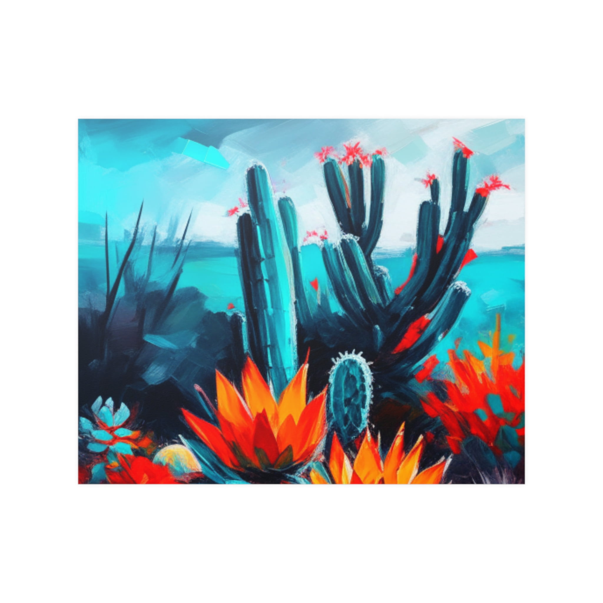 Ecstatic Cactus and Agave Flower Plants in the Arizona Desert Art Print ...