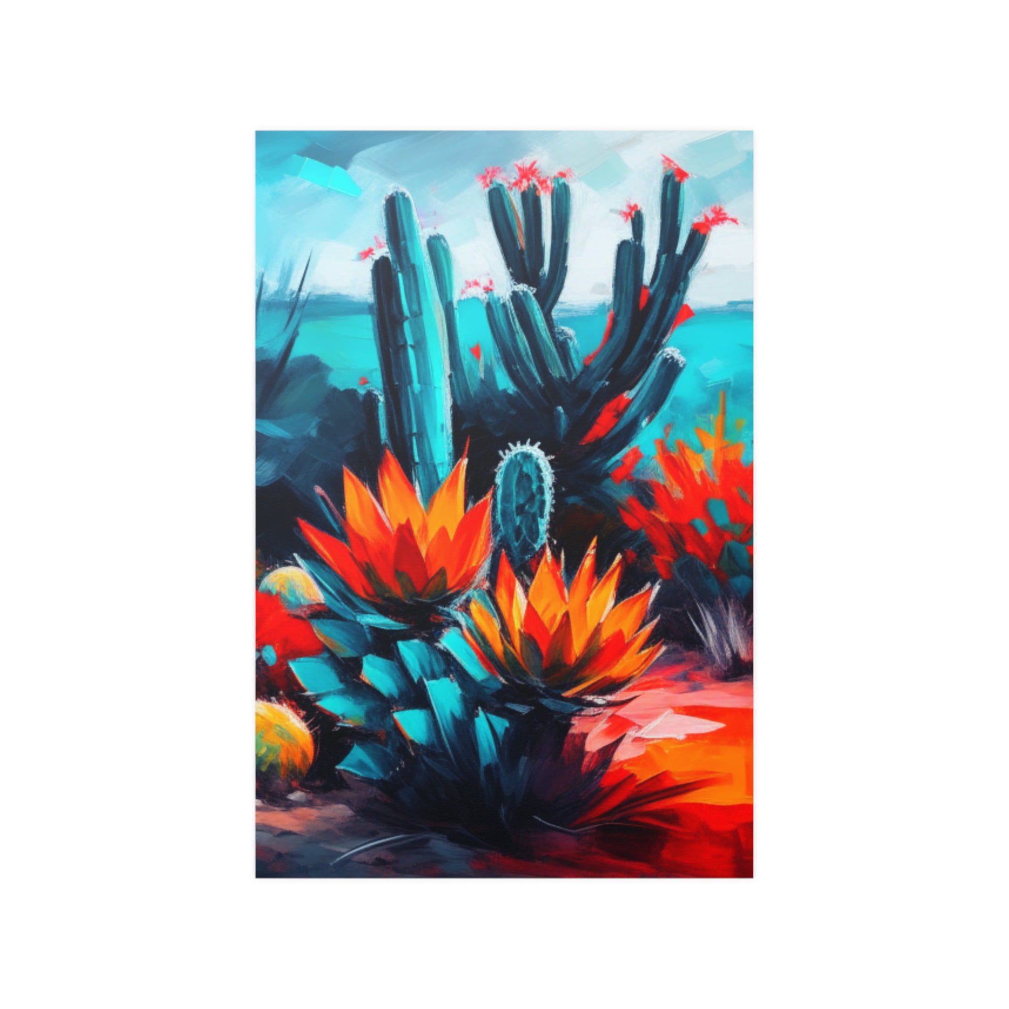Ecstatic Cactus and Agave Flower Plants in the Arizona Desert Art Print ...