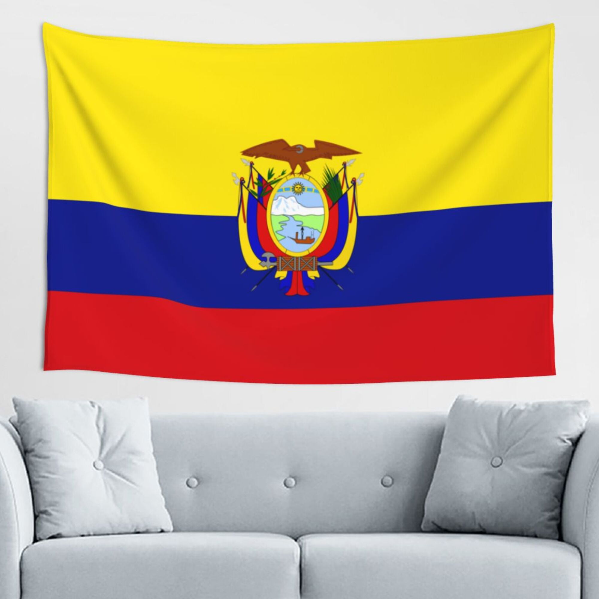 Ecuador Flag Signs Tapestry, National Symbol Wall Hanging Tapestries ...