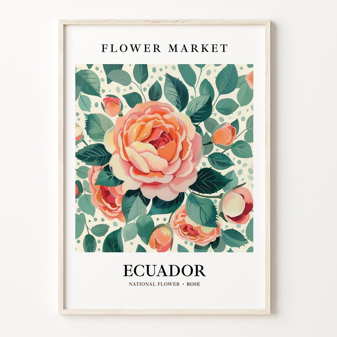 Ecuador Flower Market Art Print, Botanical Rose Wall Decor, Unframed ...