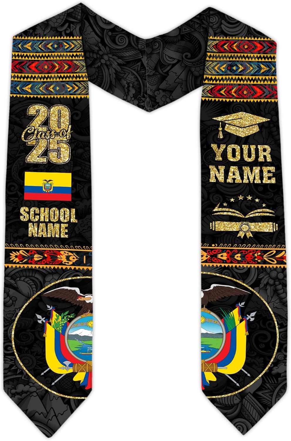 Ecuador Graduation Stole, Ecuadorians American Flag Graduation Sash ...