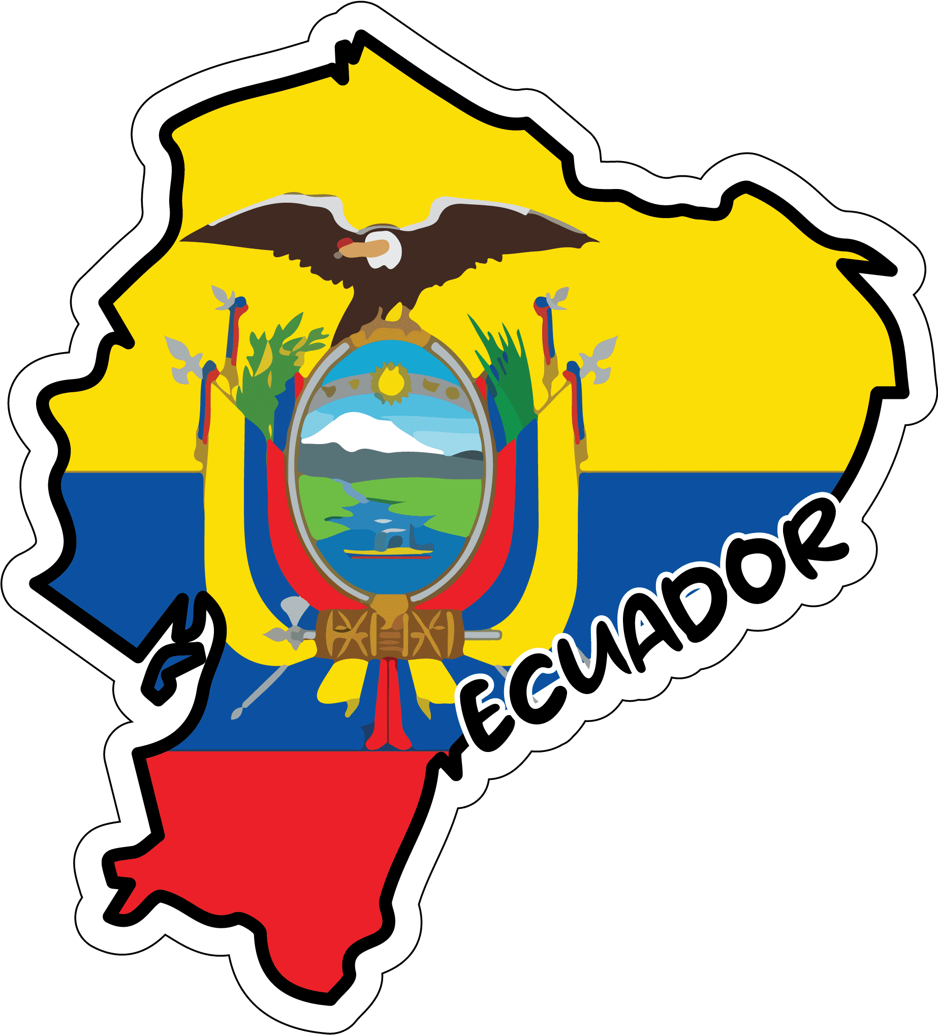 Ecuador Map Flag Sticker Decal / Republic of Ecuador / Dios, patria y ...