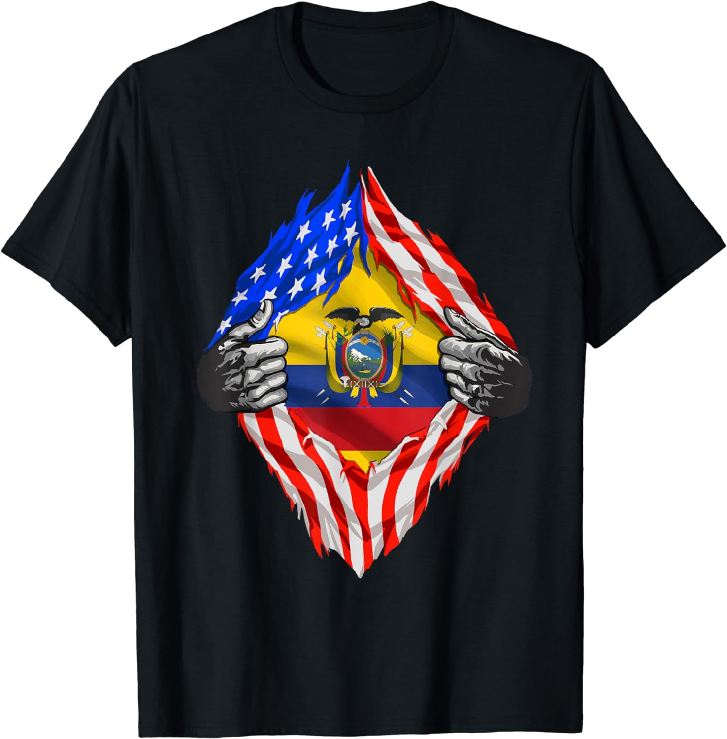 Ecuador Shirt USA American Ecuadorian Flag Roots Heritage T-Shirt ...
