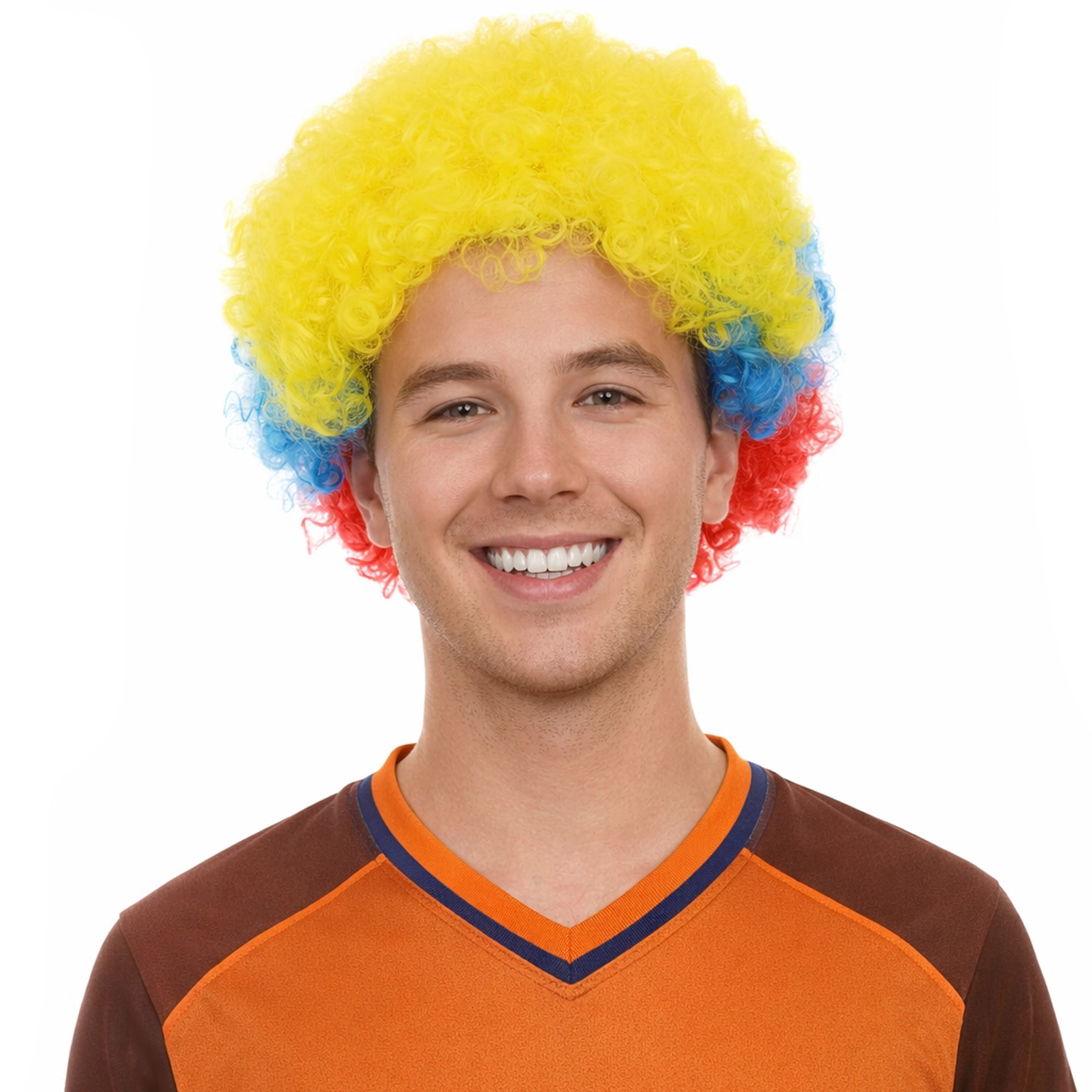 Ecuador Sport Fun Wig | Red Blue Yellow Jumbo Wig - Walmart.com