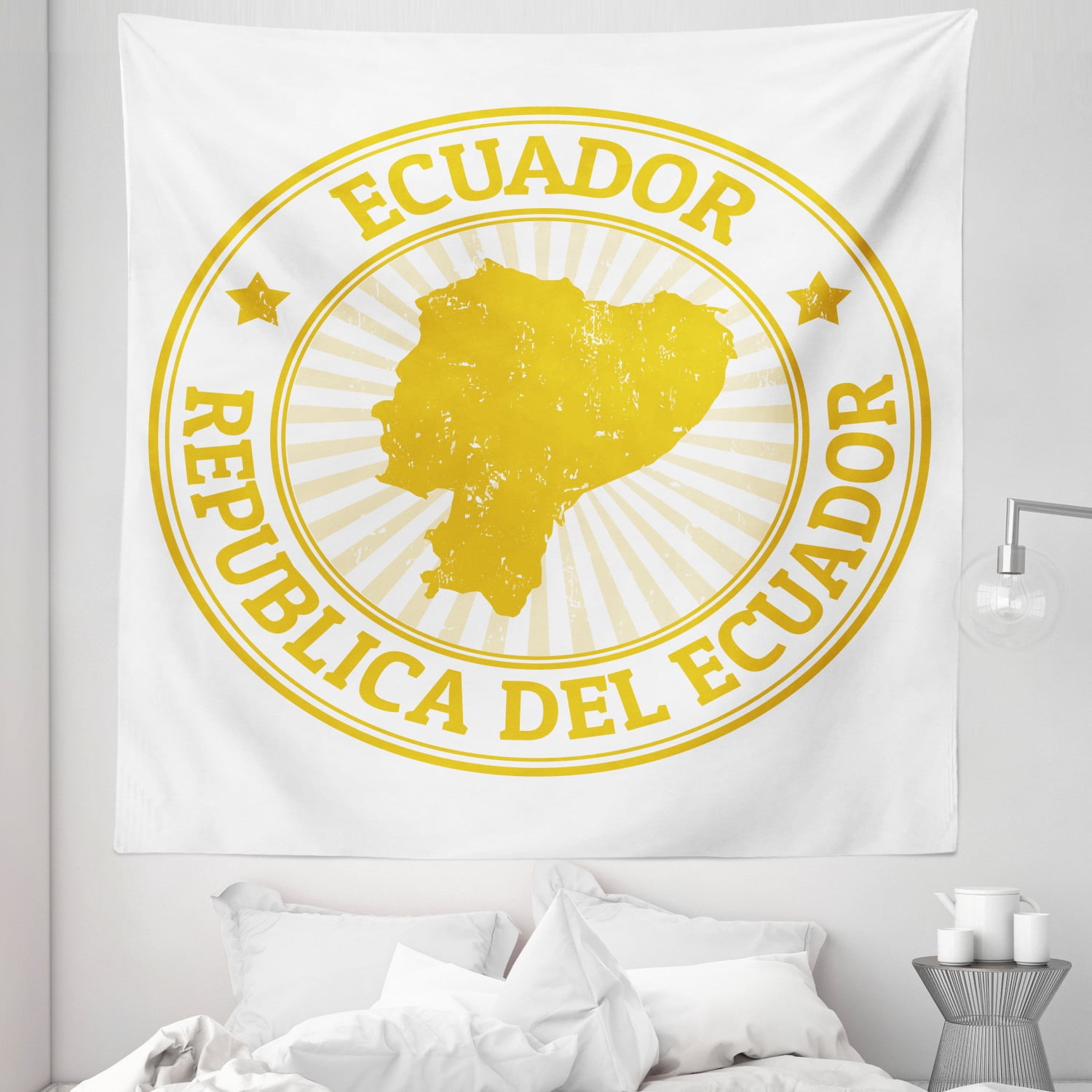 Ecuador Tapestry, Republica Del Ecuador Lettering Political Map Retro ...