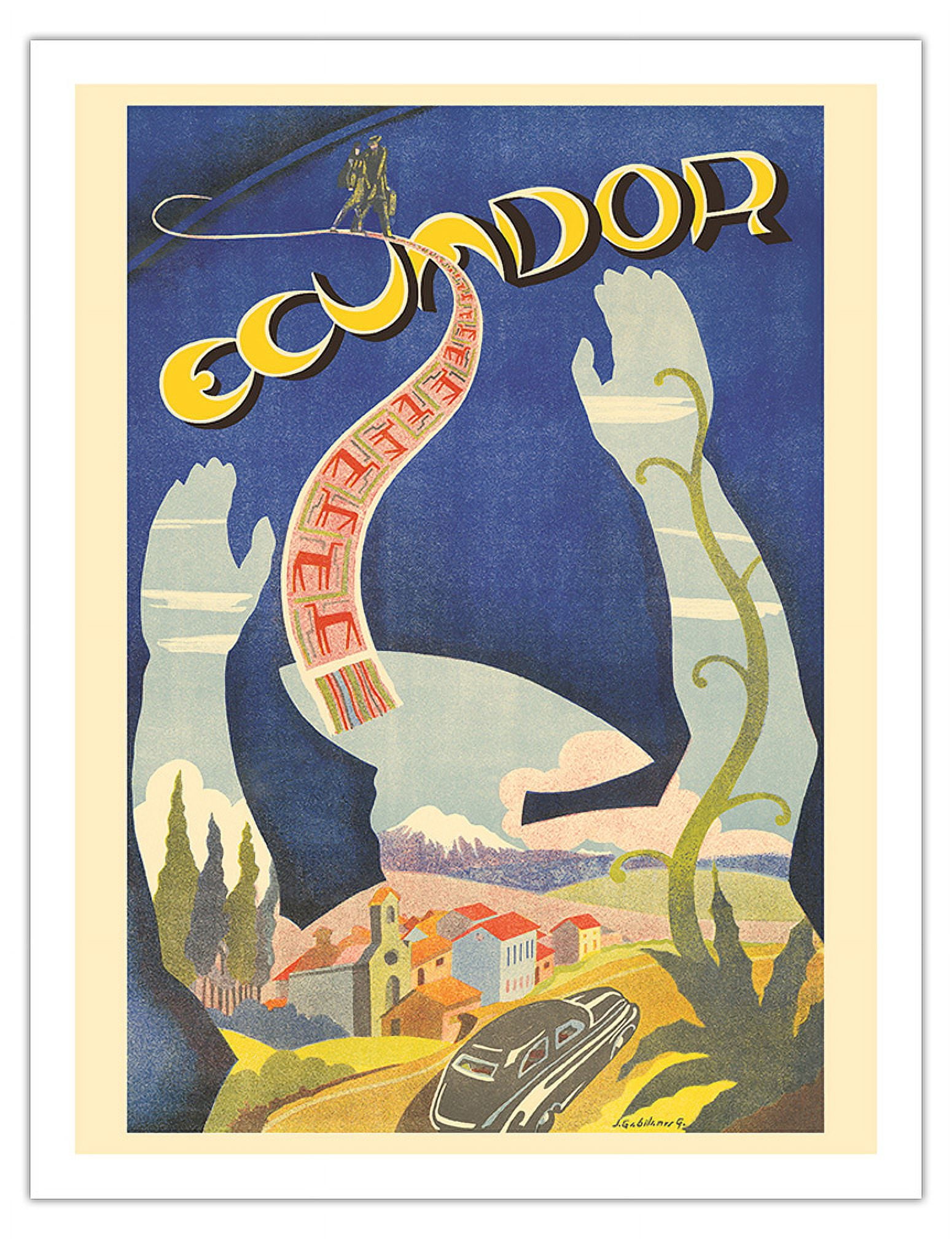 Ecuador - Traditional Ecuadorian Dancer - Vintage Travel Poster by J ...