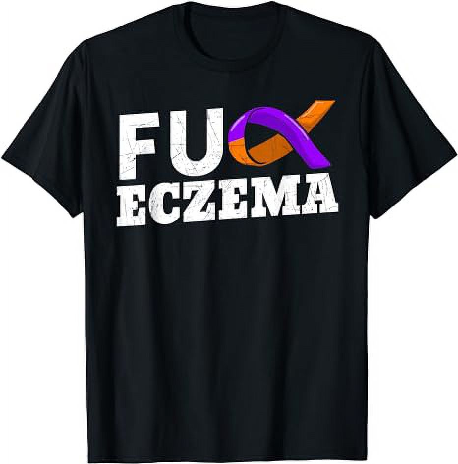 Eczema Purple and Orange Ribbon Allergies Blisters Rashes T-Shirt ...