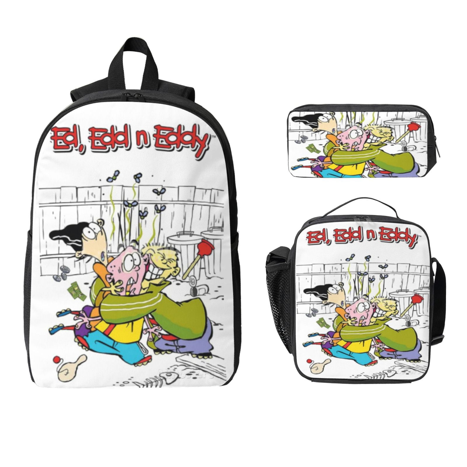 Ed, Edd Anime N Eddy 3-Piece Backpack Set, 17-Inch Casual Daypack with ...