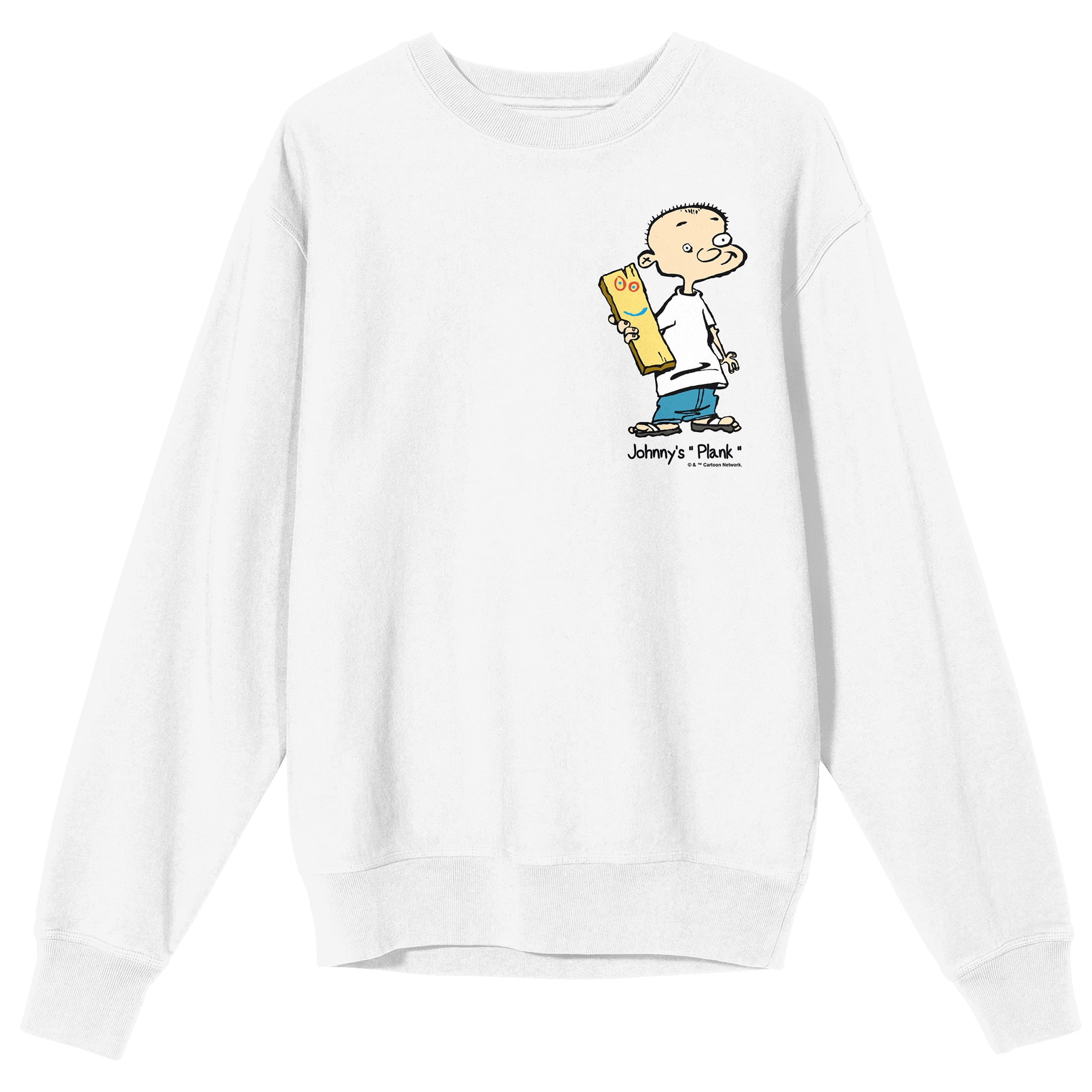 Ed Edd N Eddy Johnny & Plank Crew Neck Long Sleeve White Adult ...