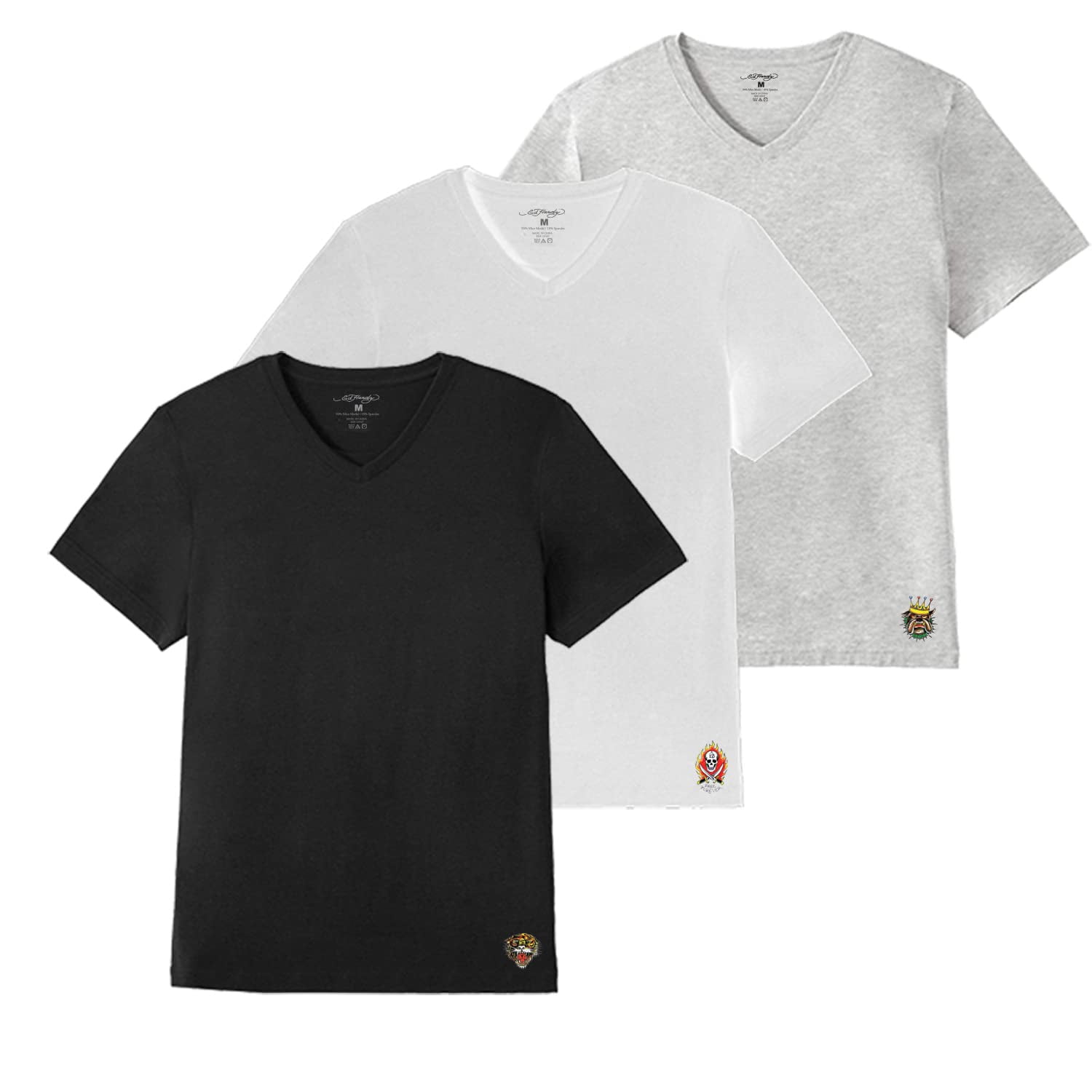 Ed Hardy 3-Pack Men's T-Shirts - Plain Micro Modal Short Sleeve Crew ...