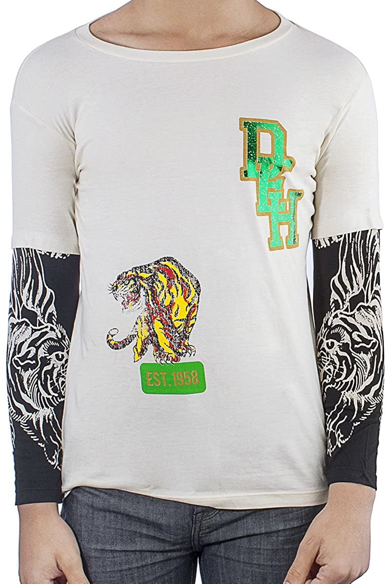Ed Hardy Kids Long Sleeve Tiger T-Shirt -Off White - Large - Walmart.com
