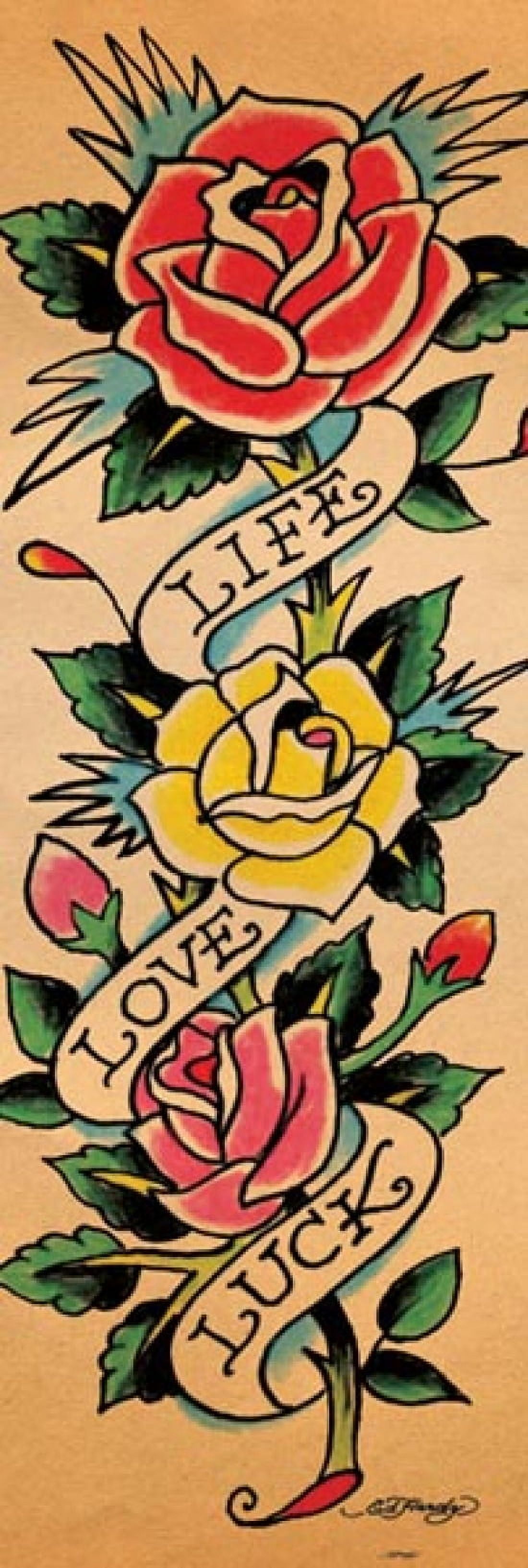 Ed Hardy Life Love Luck Laminated Poster (24 x 36) - Walmart.com